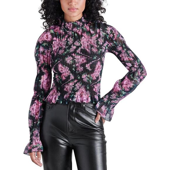 Steve Madden | Tops | Steve Madden Womens Presley Black Floral Print ...